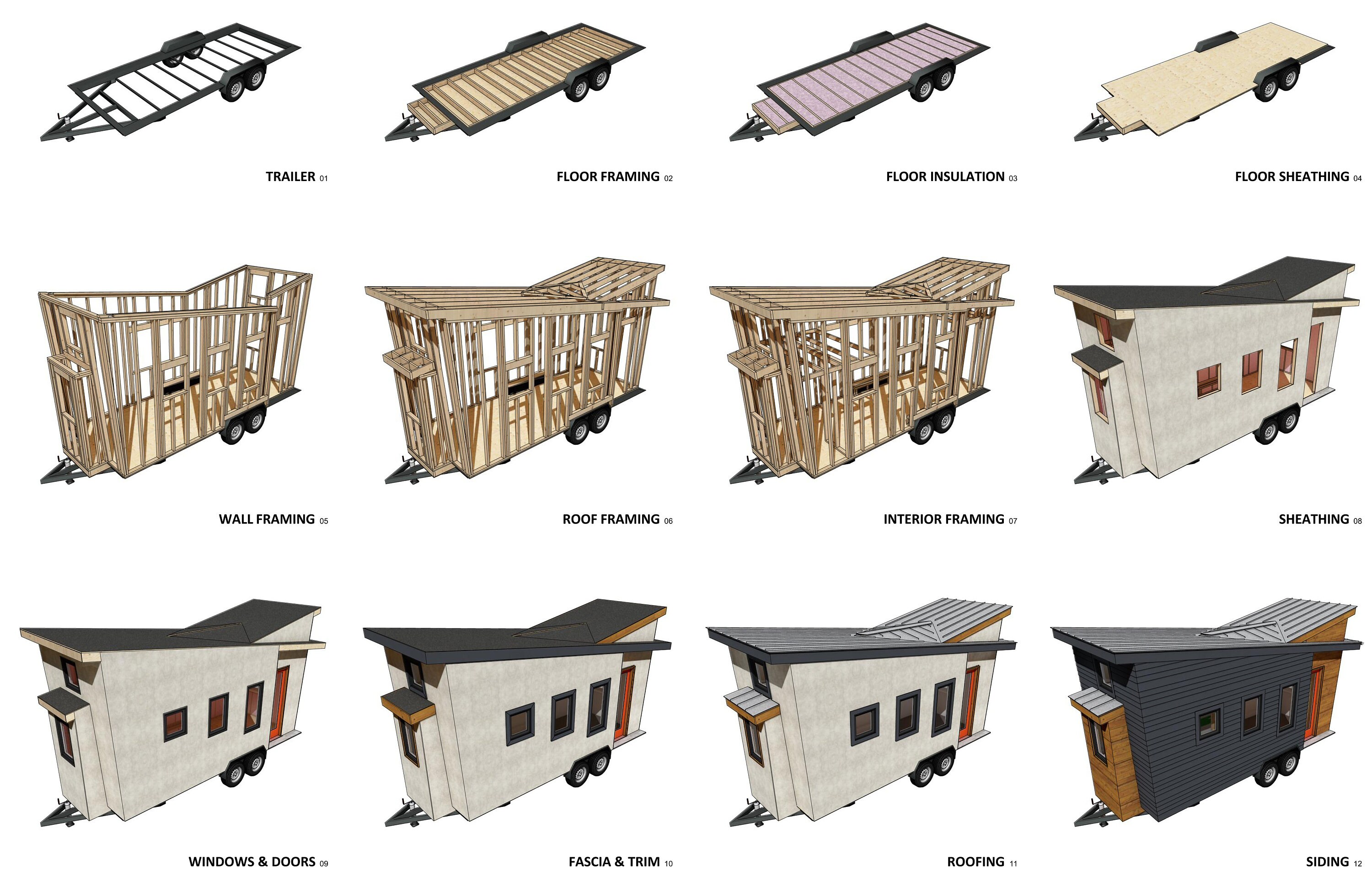 STEM-N-LEAF Modern Tiny House Plans - PDF Plans + 3D Model + Material ...