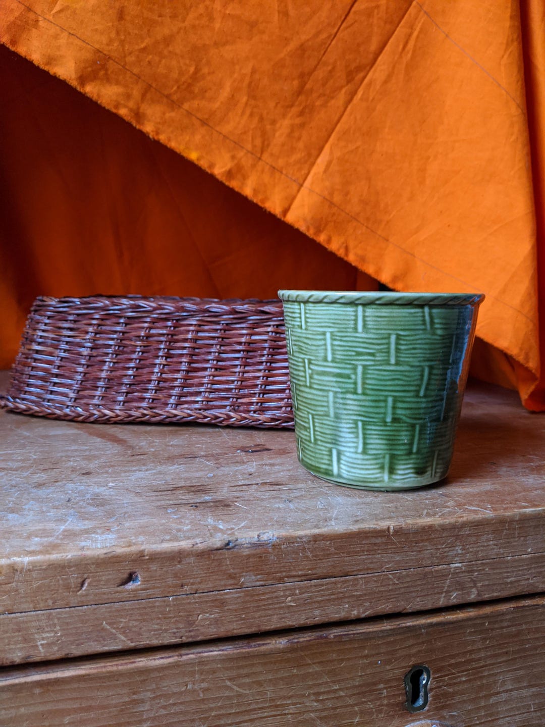 Green Churchill Brick Design Ceramic Indoor Planter English Retro Mid ...