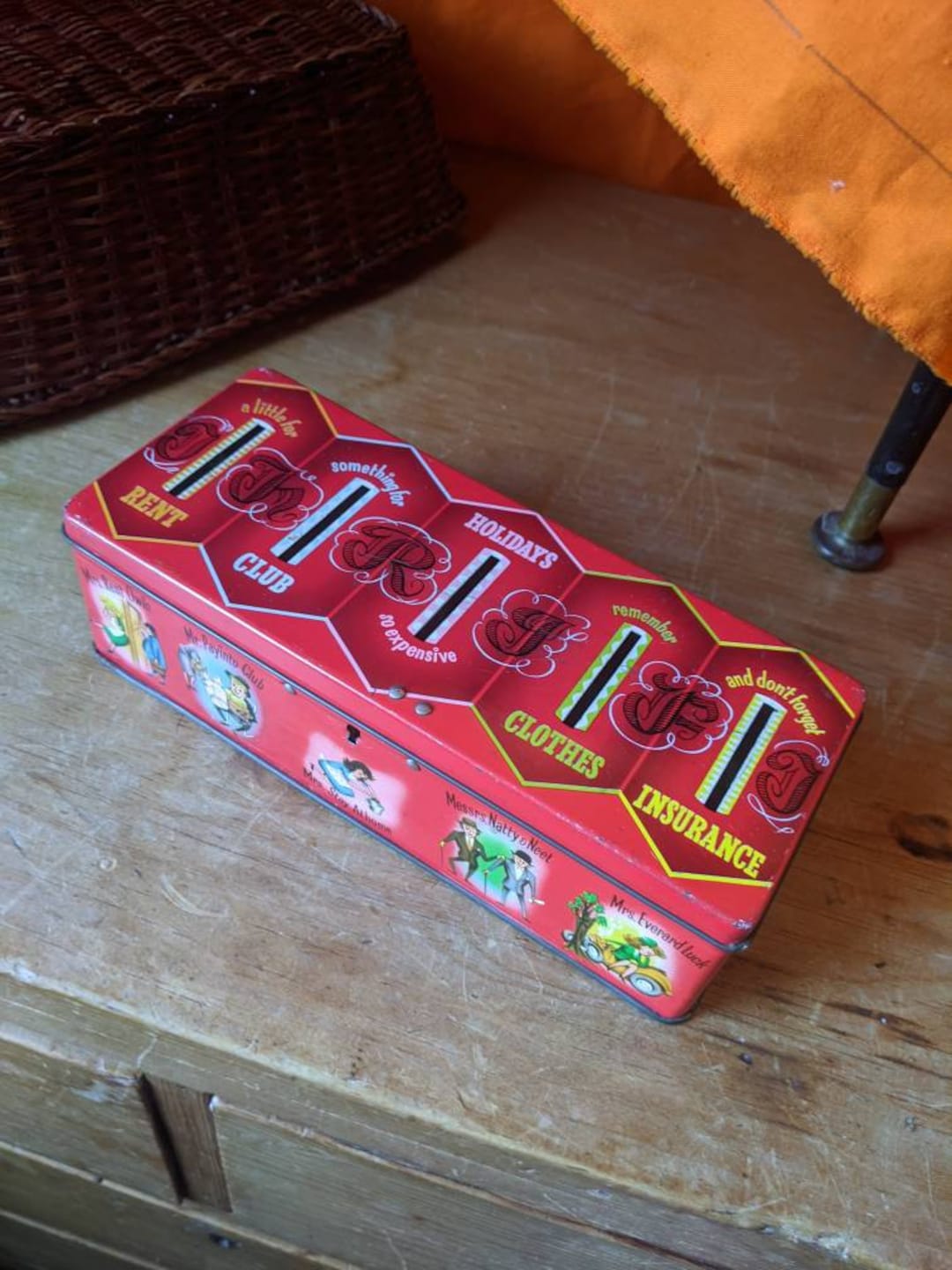 Vintage Original 50s/60s 'thrift' Savings Tin, Rent, Club, Holidays ...