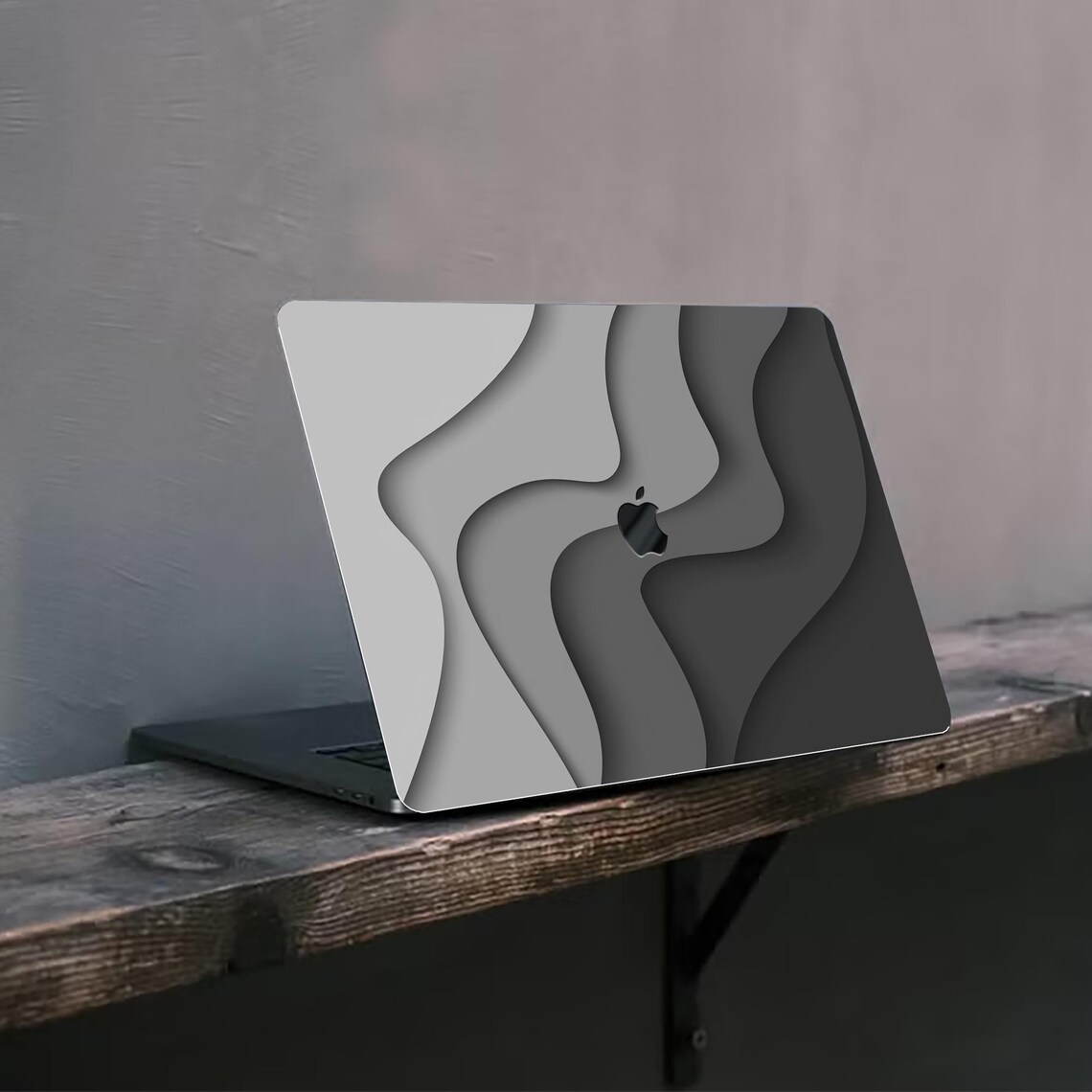 Gray Gradient Wave MacBook Case, Hard Rubberized Cover - Etsy