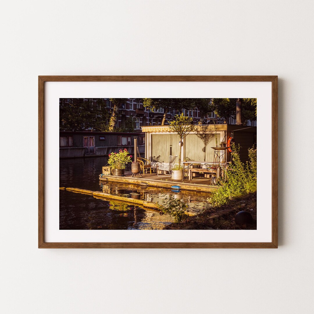 Amsterdam Houseboat Poster | Dutch Canal Photography Print ...
