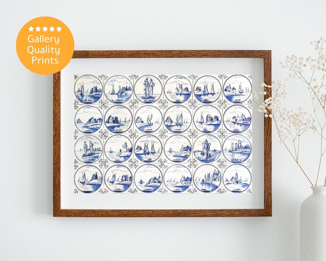 Delft Blue Wall Art | Netherlands Poster | Amsterdam Print | Dutch Tile ...