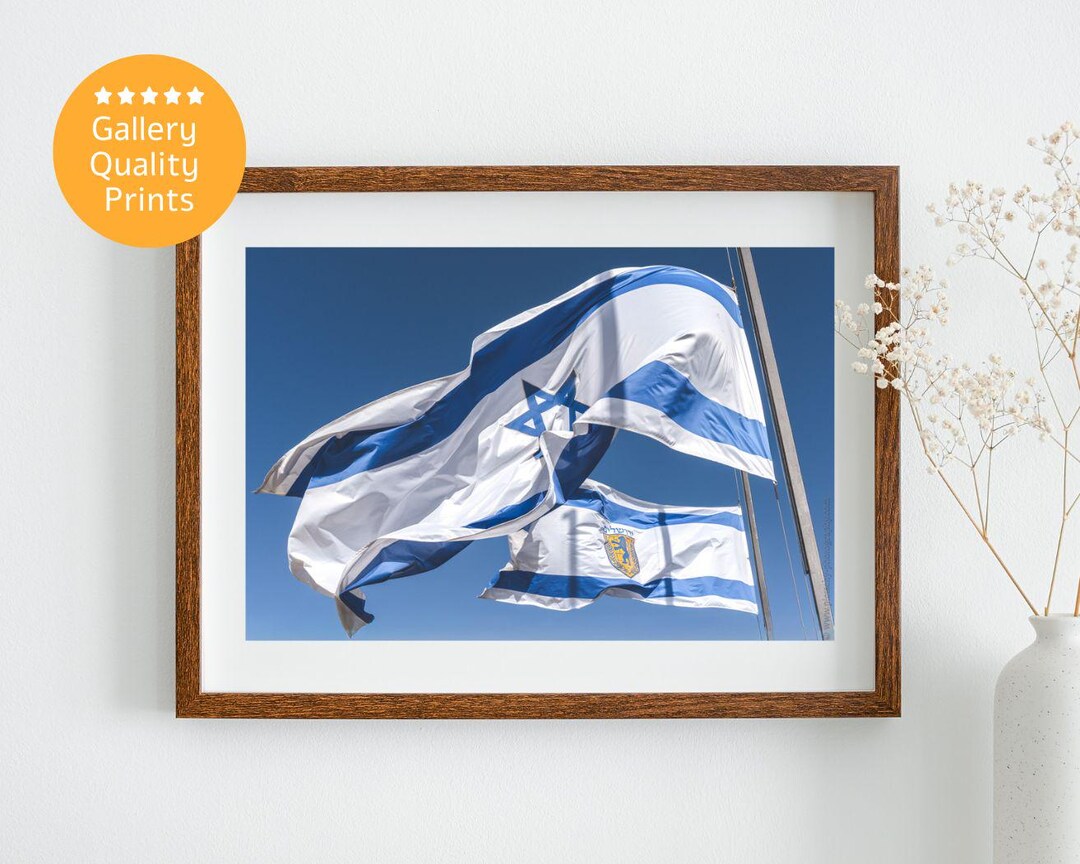 Israeli Flag Art Print in Jerusalem Israel Poster Jewish Wall Art ...