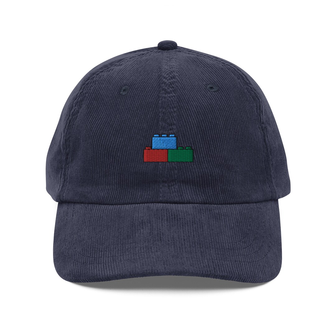 Building Blocks Vintage Corduroy Cap Embroidered Handmade Adjustable ...