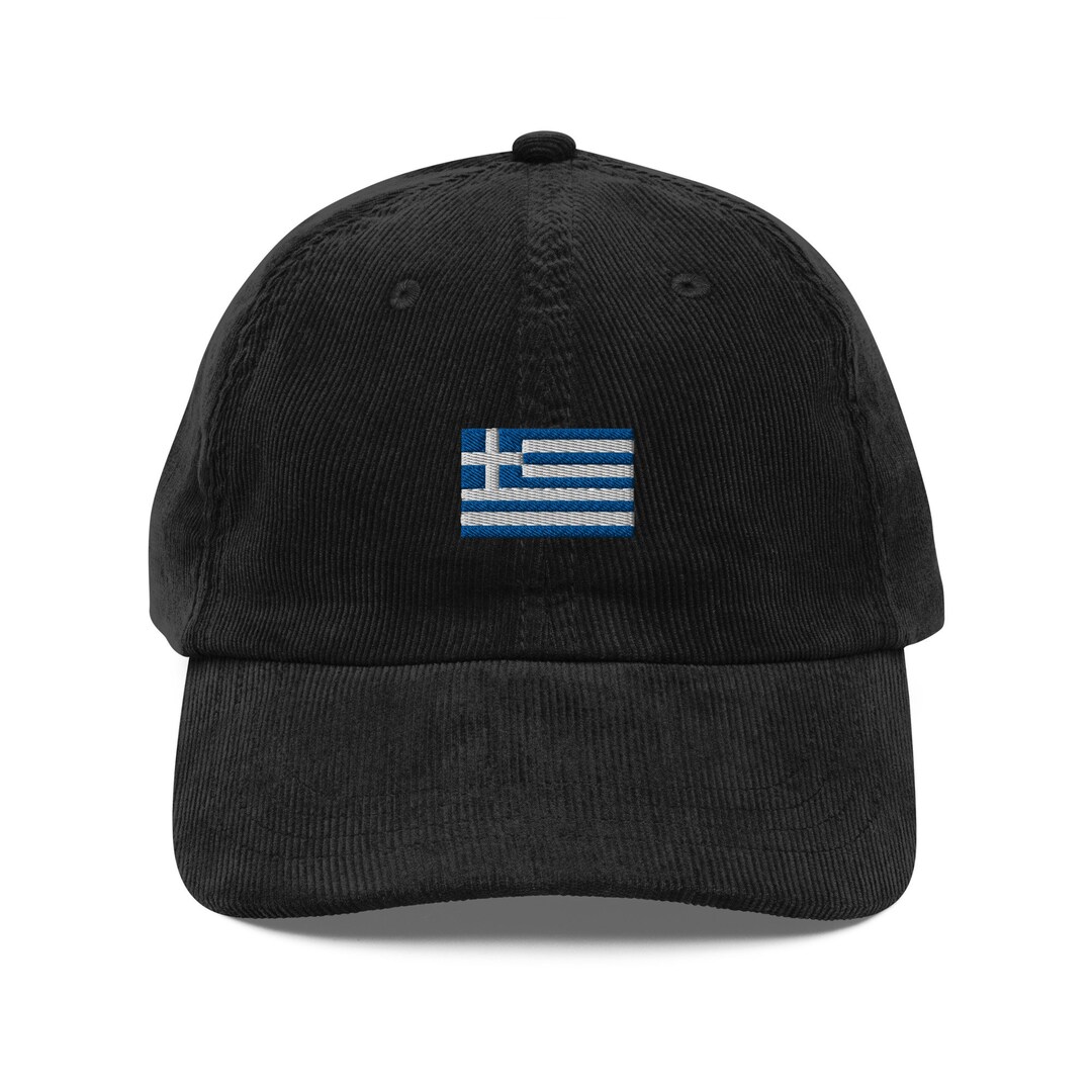 Greece Flag Vintage Corduroy Cap Embroidered Handmade Adjustable Cap ...