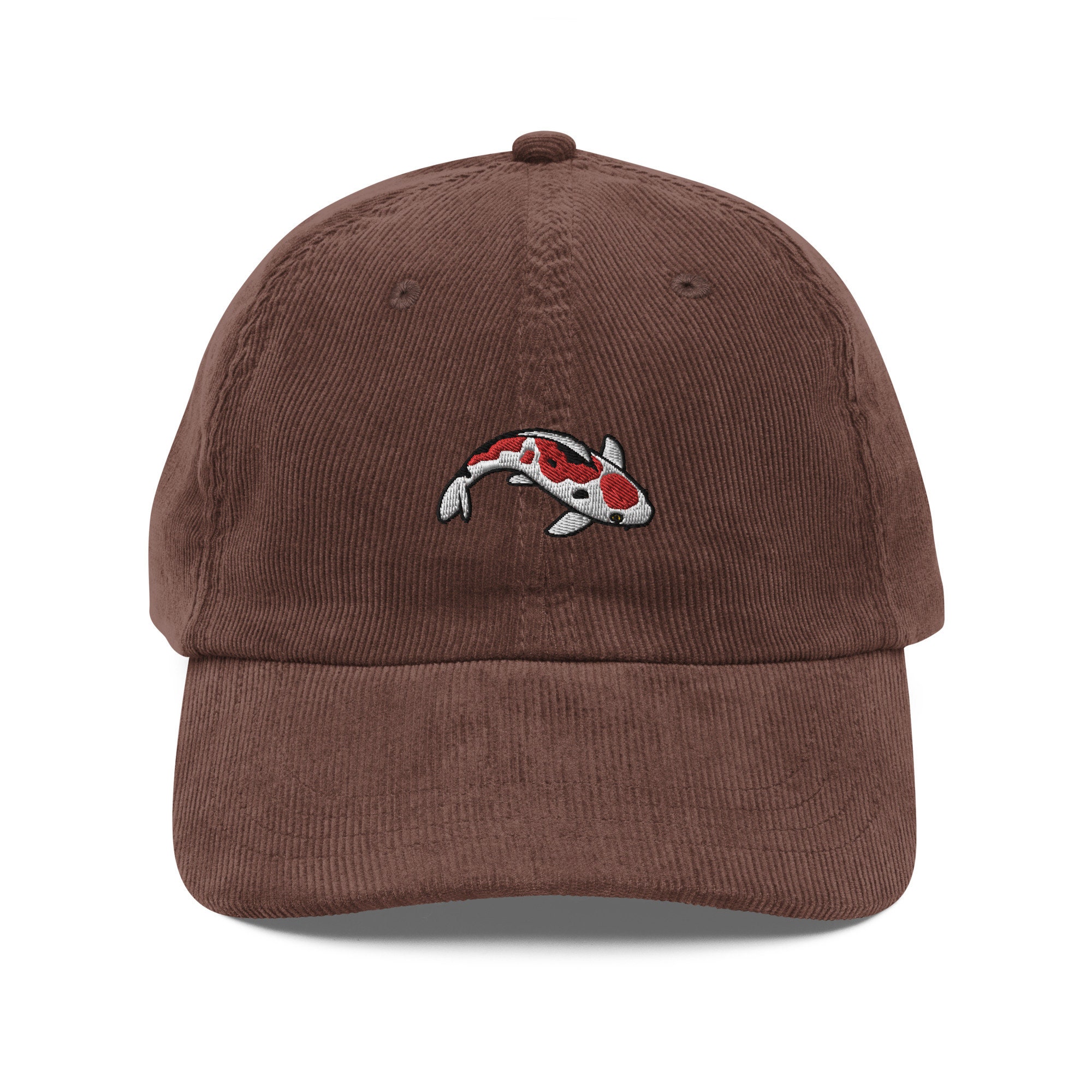 Koi Fish Vintage Corduroy Cap Embroidered Handmade Adjustable Cap, Gift ...
