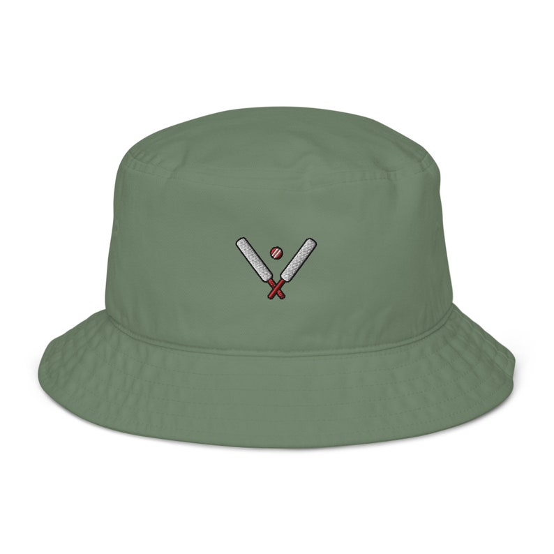 Crossed Cricket Bats Organic Bucket Hat, Embroidered Unisex Hat ...