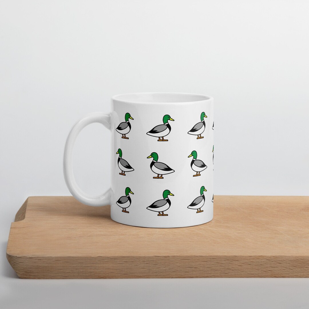 Mallard Duck Glossy Ceramic Bird Mug - Coffee Mug With Repeated Pattern ...