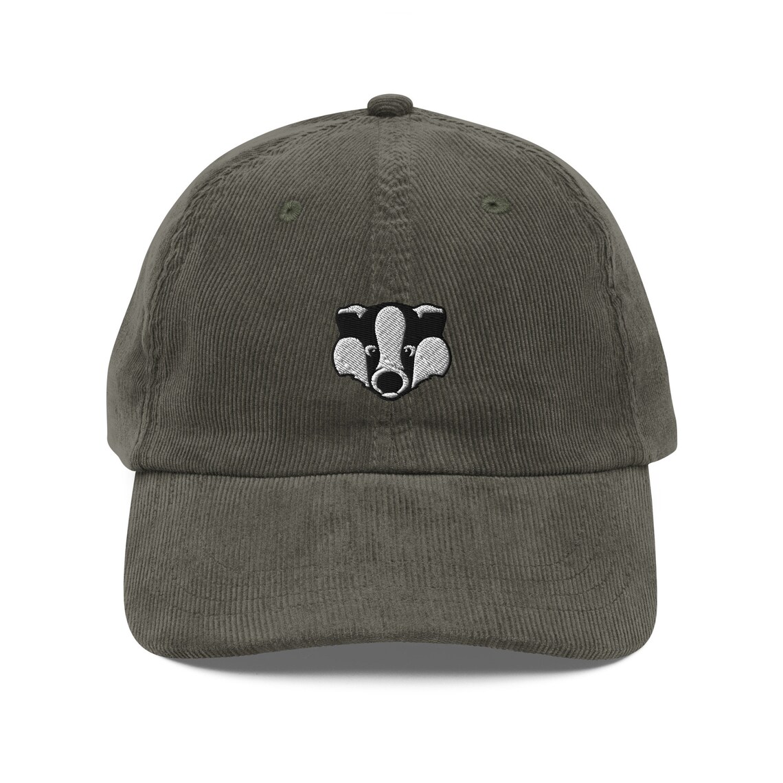 Badger Vintage Corduroy Cap Embroidered Handmade Adjustable Cap, Gift ...