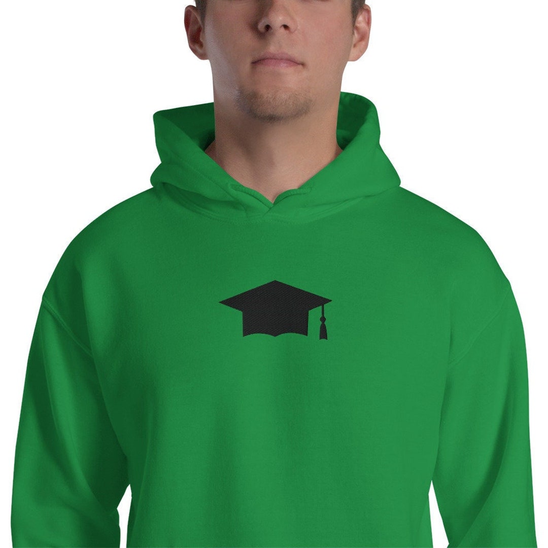 Graduation Cap Embroidered Hoodie Gift, Unisex Handmade Long Sleeve ...