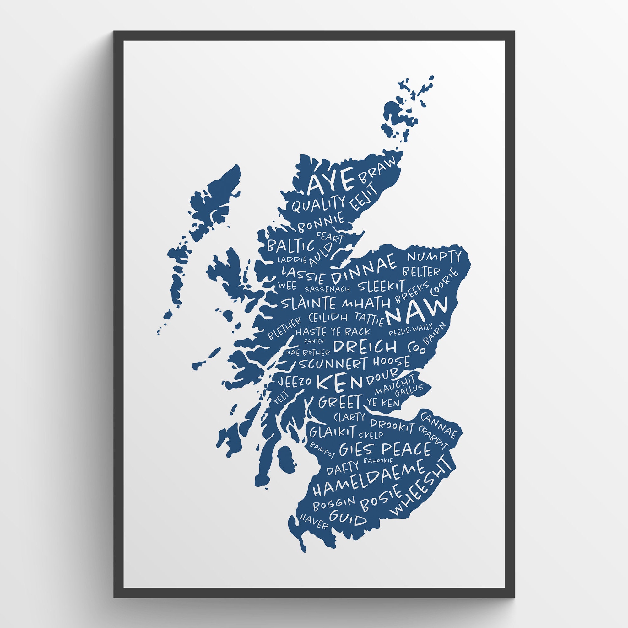Scottish Words on Scotland Map Print Scottish Wall Art - Etsy UK