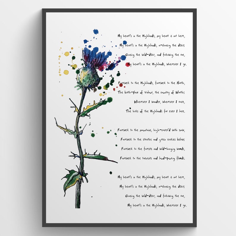 Scottish Thistle Print With Robert Burns Poem - Scottish Print ...