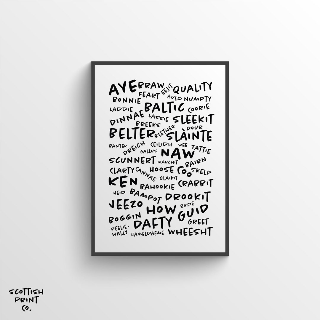 Scottish Words Print - Scottish Wall Art - Scotland Print - Funny ...