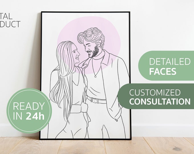 Line Art Image Personalized, Detailed - Etsy