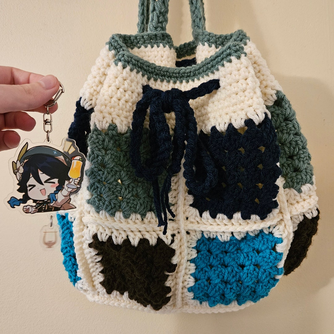 Venti Inspired Color Palette Crochet Granny Square Drawstring Mini Backpack Unlined Bag - Etsy