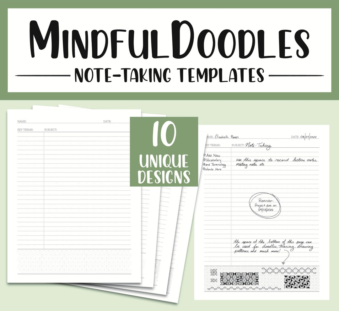 Mindful Doodle Note-taking Templates - Geometric Patterns - Etsy