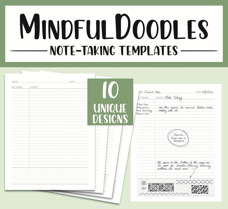 Mindful Doodle Note-taking Templates - Geometric Patterns - Etsy