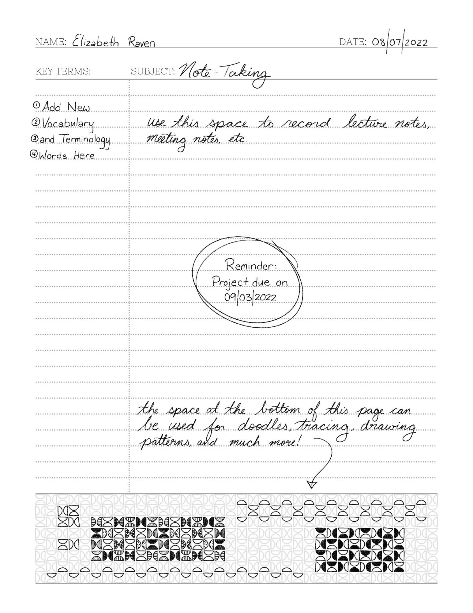 Mindful Doodle Note-taking Templates - Geometric Patterns - Etsy