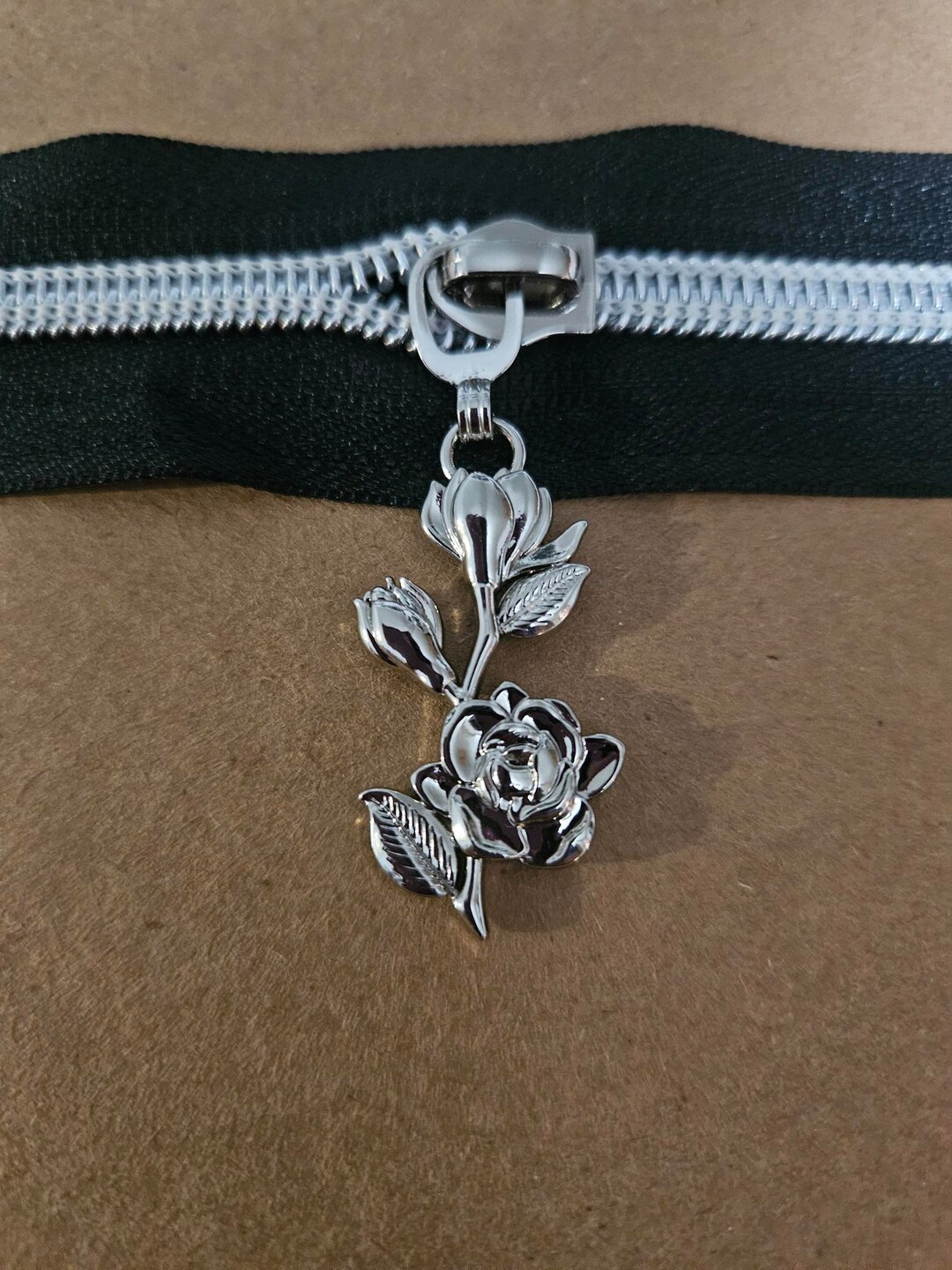 Flower Zipper Pull, Nylon Zipper Pull, #5 Zipper Pull, Silver Zipper ...