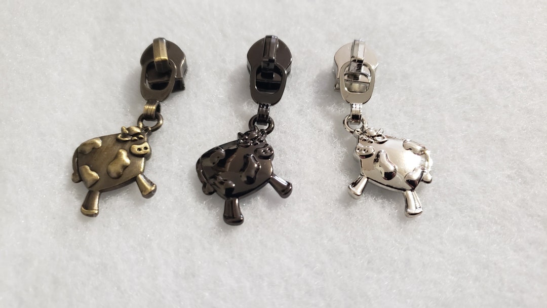 Cow Zipper Pulls, Silver, Gunmetal, Bronze, Purse Hardware (5 Pcs) - Etsy