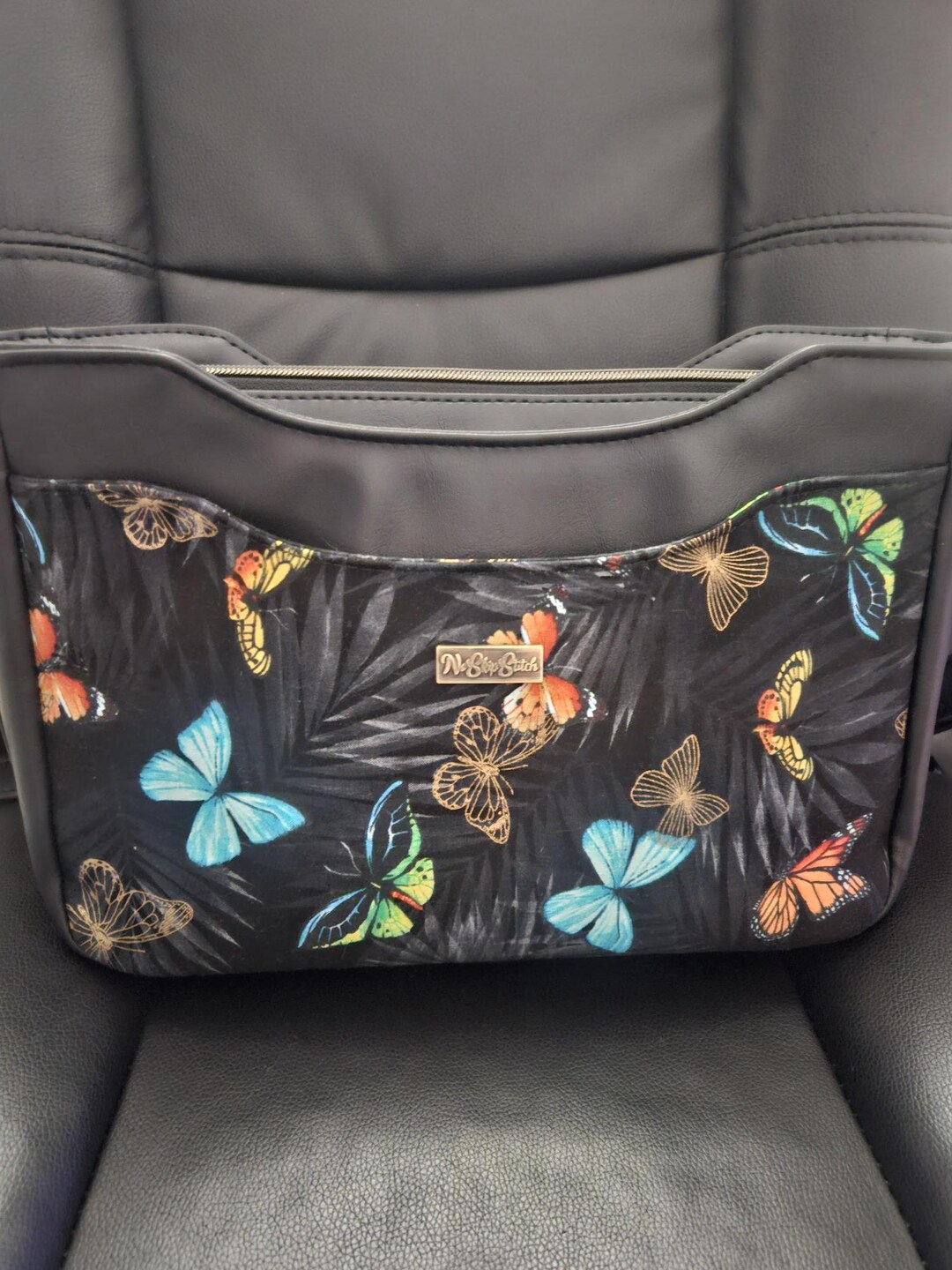 Black Crossbody Bag, Black With Butterflies Bag, Medium Handbag, Black ...