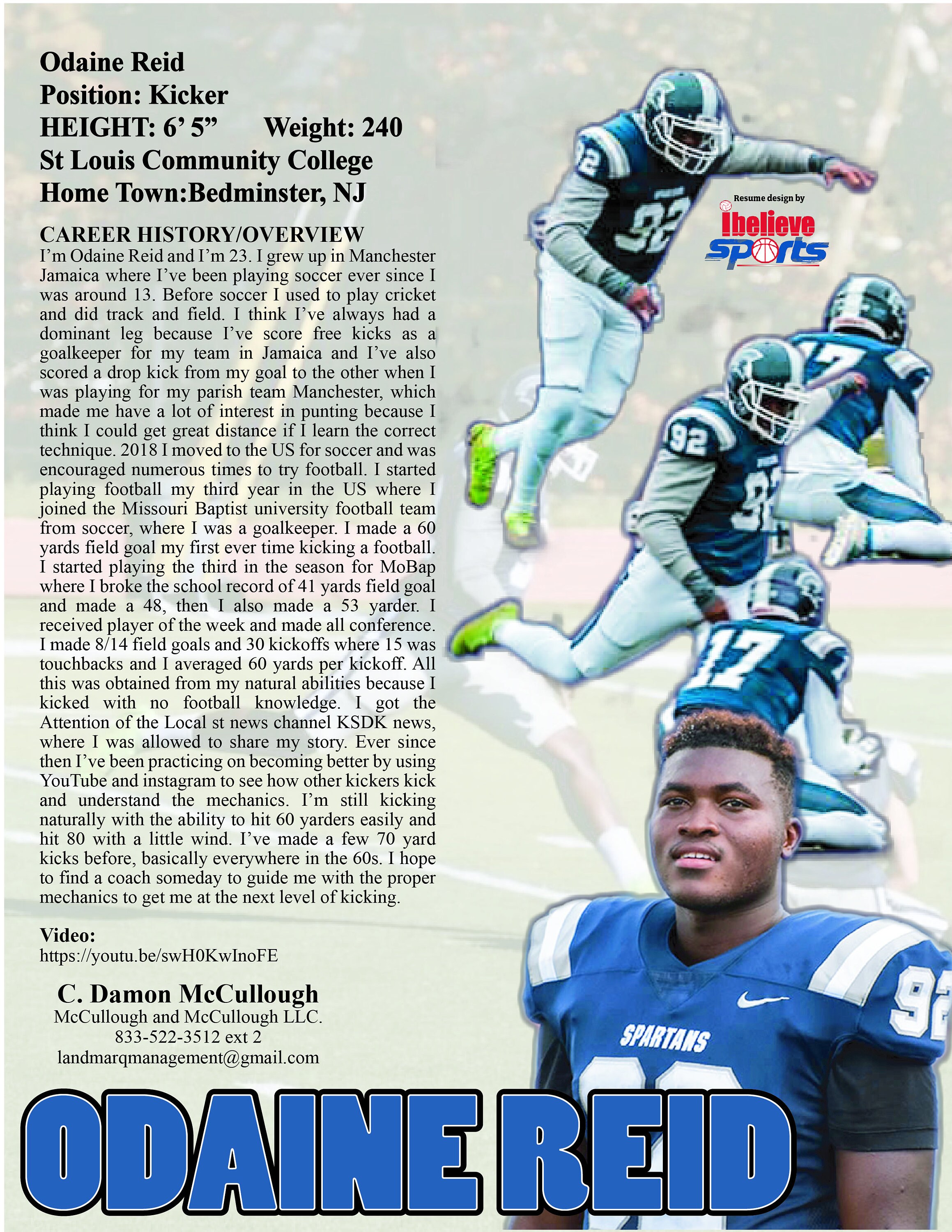 Football Player Profile and Resume - Etsy