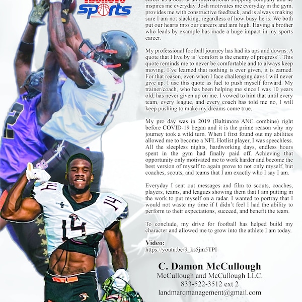 Football Player Profile - Etsy