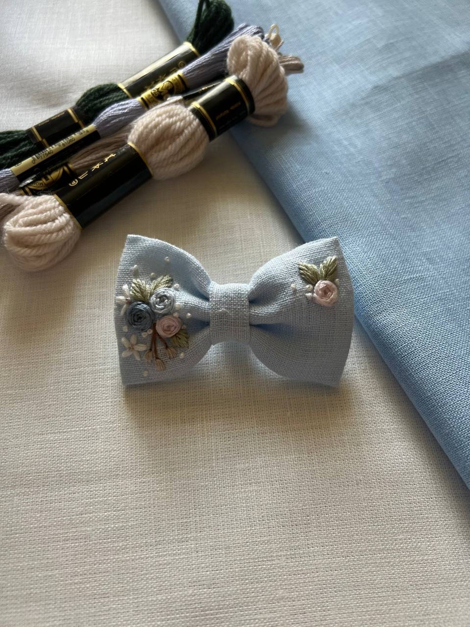 Light Blue Handmade Embroidered Hair Accessories: Headband - Etsy