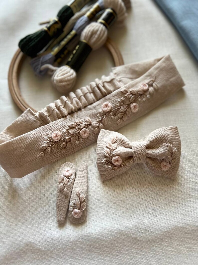 Ecru Handmade Embroidered Hair Accessories: Headband Hair - Etsy