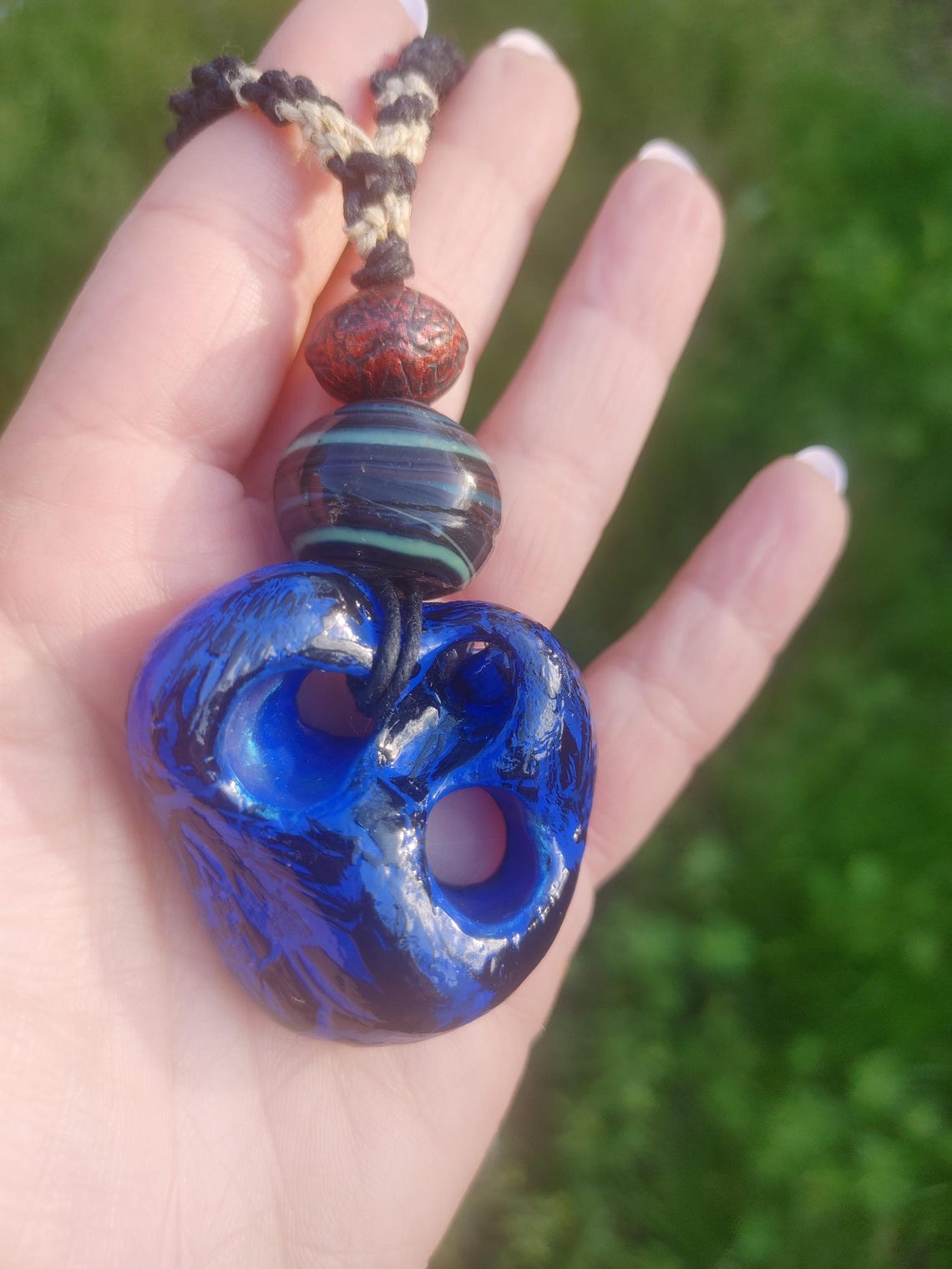 Royal Blue Hag Stone Amulet Necklace - Etsy