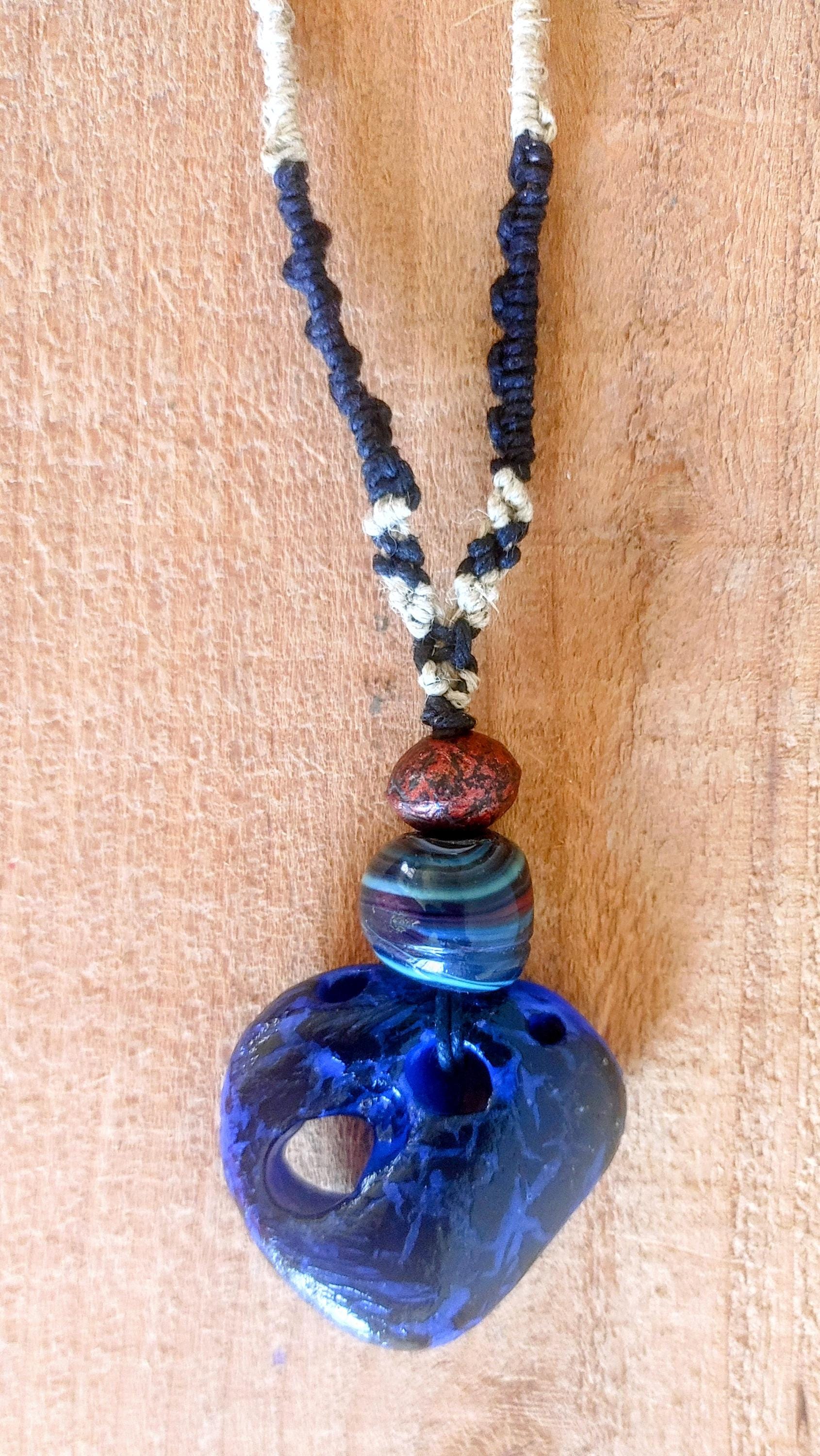 Royal Blue Hag Stone Amulet Necklace - Etsy