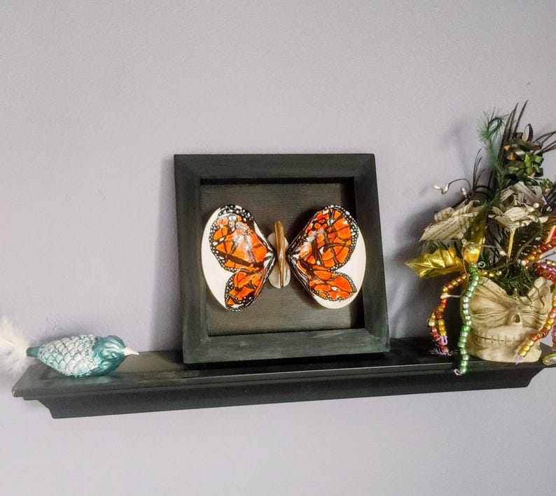Monarch Butterfly Seashell Shadowbox Art - Etsy
