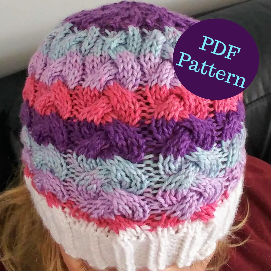 Braided Cable Knitted Hat Pattern – Beginner Pretty Beanie Ava Knit Hat ...