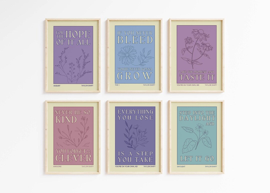 Taylor Swift SIX Print Set digital Downloads YOYOK, Daylight, August ...