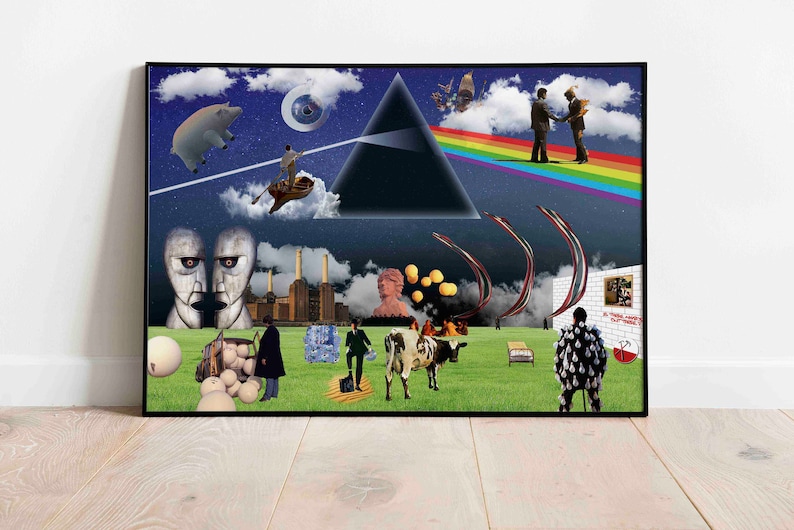 Pink Floyd Collage Art Poster - 60x90cm | Vintage Rock Band Wall Art ...