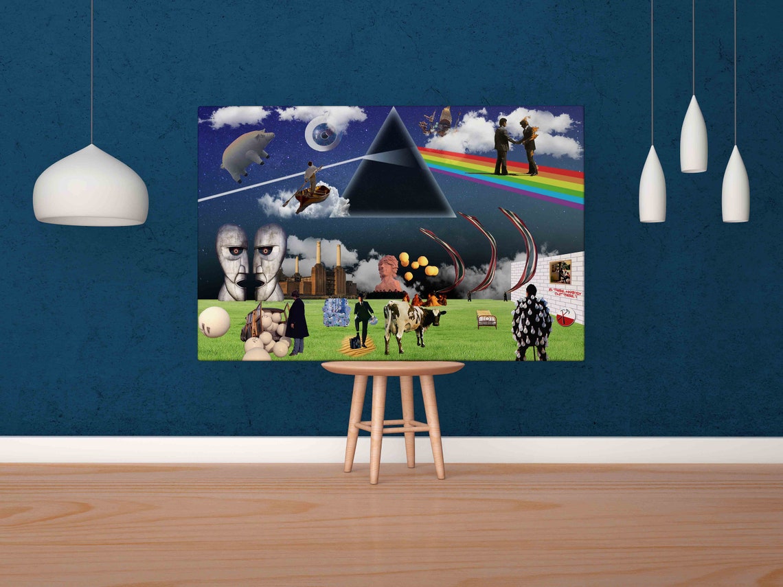 Pink Floyd Collage Art Poster - 60x90cm | Vintage Rock Band Wall Art ...