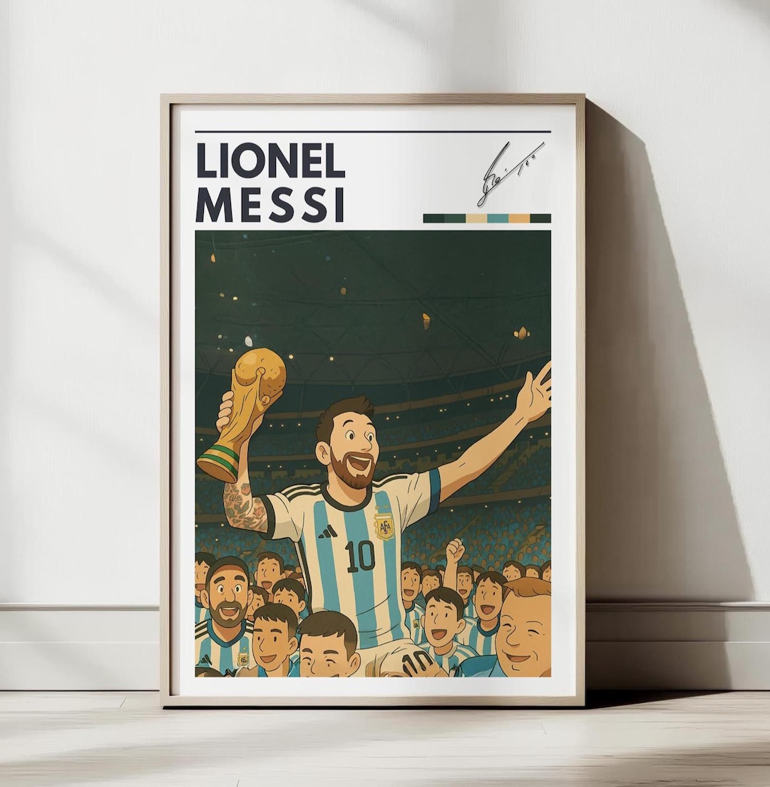 Lionel Messi Ghibli Argentina Poster World Cup Poster, Soccer Art ...