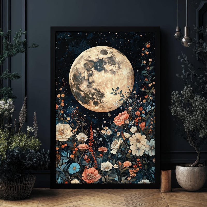 Full Moon Painting - Etsy
