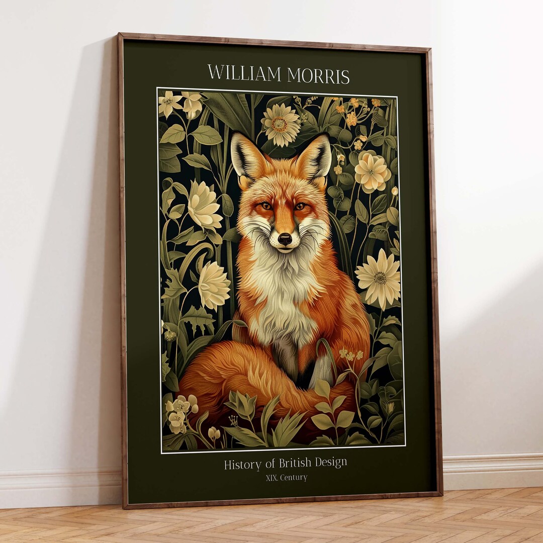 William Morris Fox Print, Art Nouveau Wall Art, Green Floral Wall Decor ...