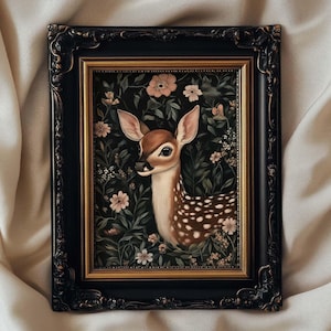 Fawn Print Dark Cottagecore, William Morris Style Wall Art, Mystical ...
