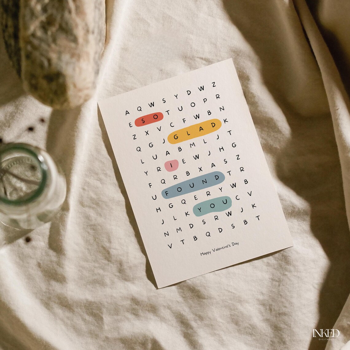 Crossword Puzzle Valentines Day Couple Gift, Anniversary Postcard, Love ...