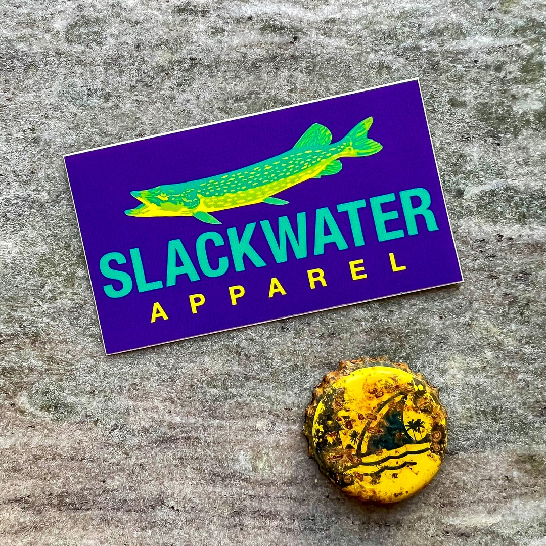 Purple Northern Pike Logo Sticker, Fishing Gift, Slackwater Apparel ...