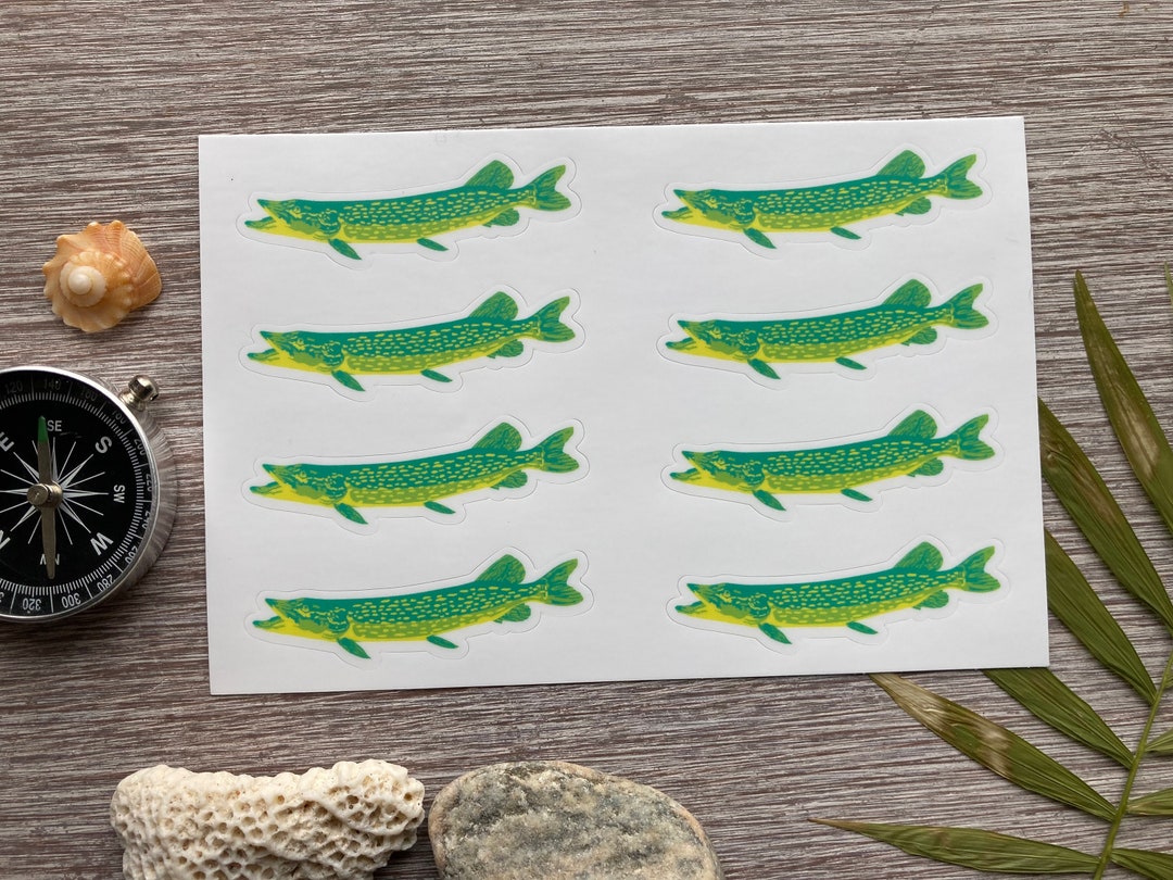 Northern Pike Sticker Sheet - Fish Sticker, Fishing Sticker, Fish Decal ...