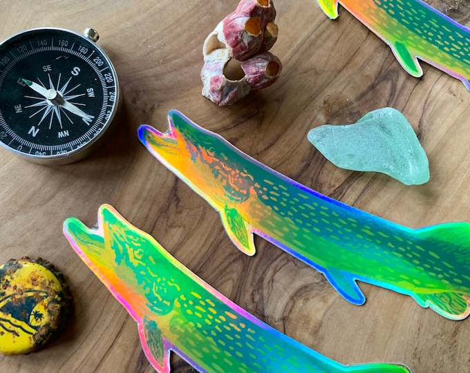 Holographic Northern Pike Sticker High-quality Fishing Sticker, Durable ...