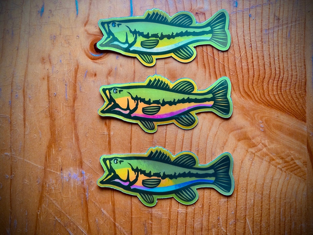 Three Pack Holographic Largemouth Bass Stickers - High-quality Fishing ...