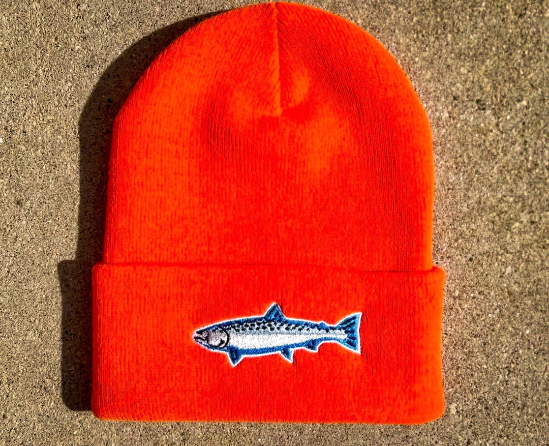 Blaze Orange Chinook King Salmon Embroidered Cuffed Beanie - High ...