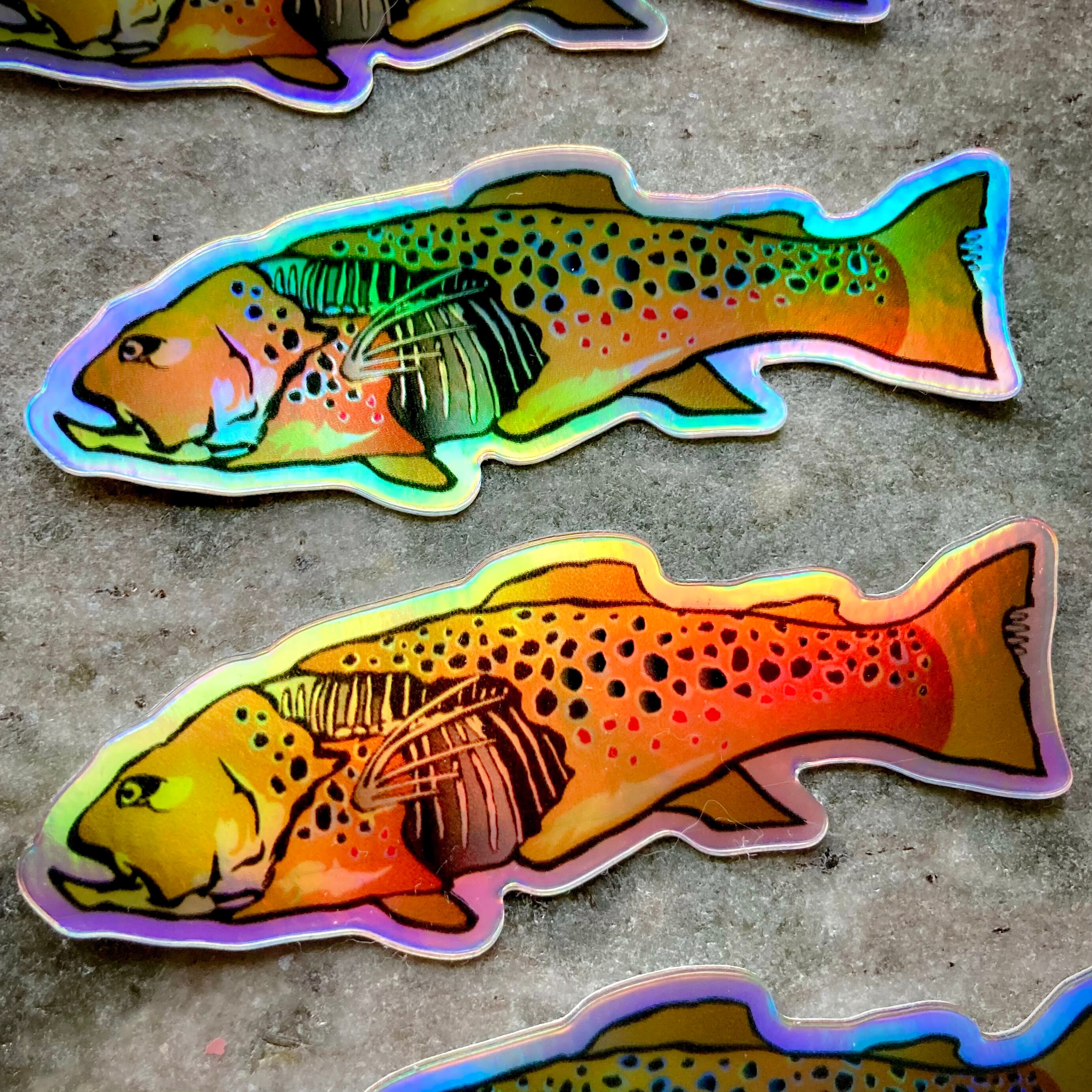 Mini Holographic Skeleton Brown Trout Sticker Perfect - Etsy