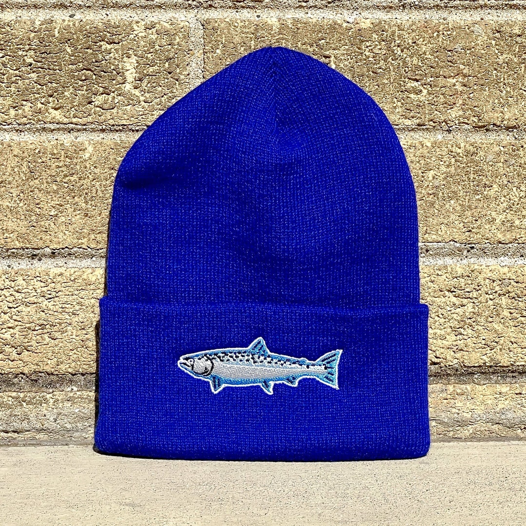 Royal Blue King Salmon Beanie - Embroidered, High-quality Chinook ...