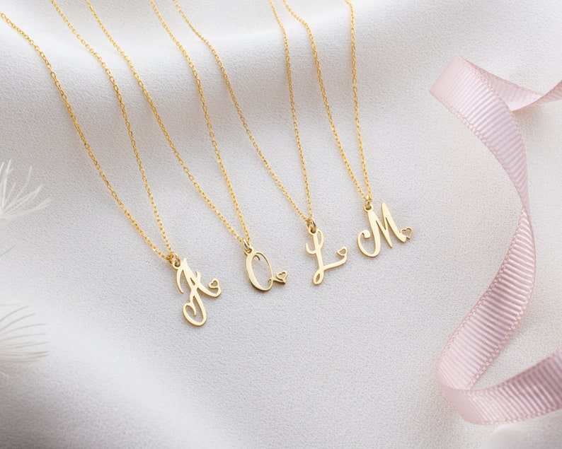 Personalised Initial Necklace 925 Sterling Silver or 14K - Etsy UK
