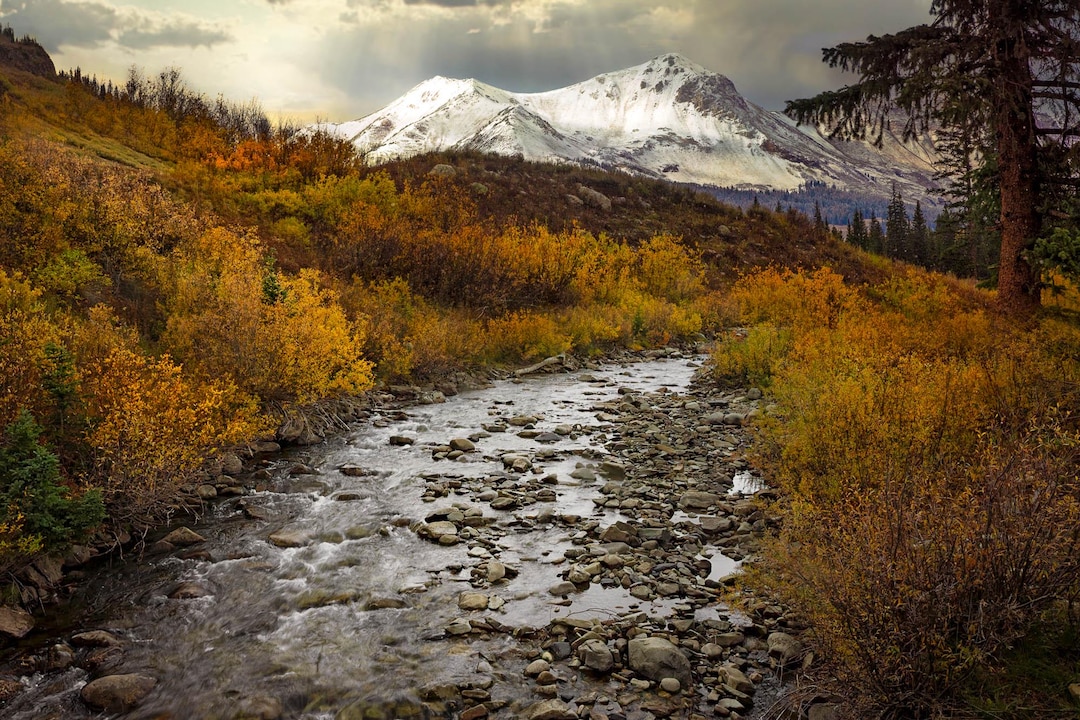 Crested Butte Colorado Landscape Photo Print, Snowy Mountain Peaks Over ...
